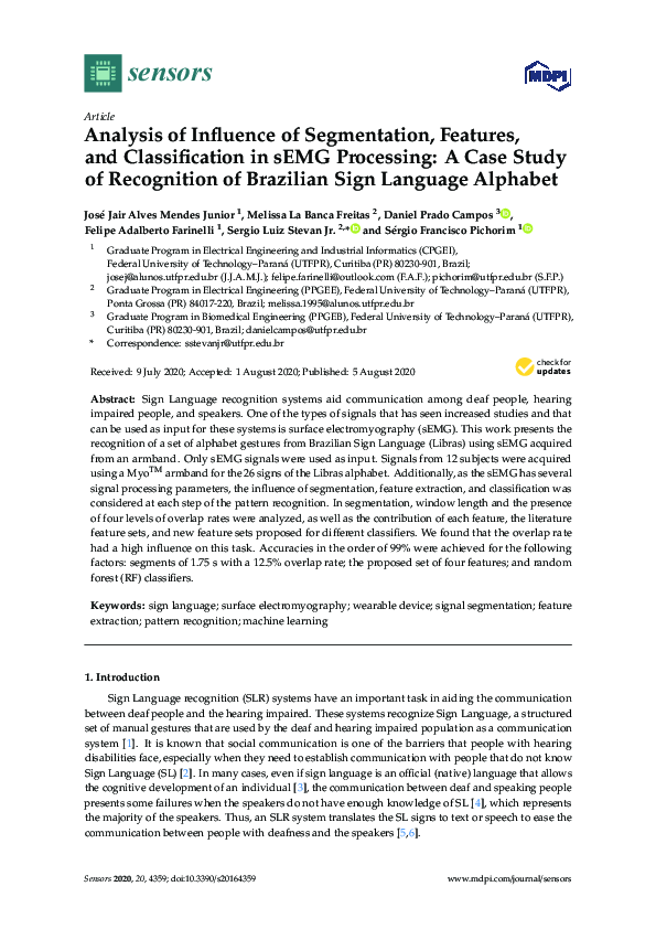 Pdf Analysis Of Influence Of Segmentation Features And Classification In Semg Processing A