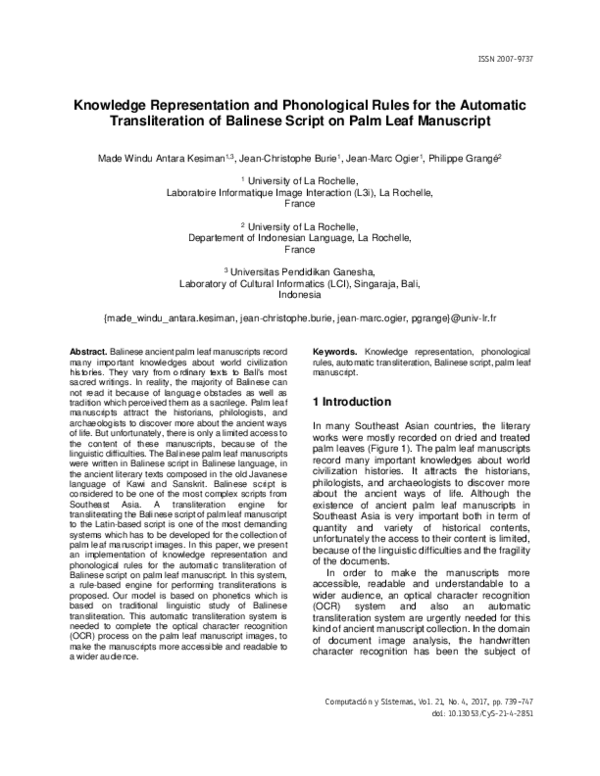 (PDF) Knowledge Representation and Phonological Rules for the Automatic Transliteration of ...