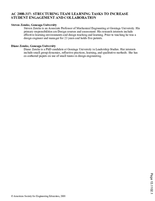 (PDF) Structuring Team Learning Tasks To Increase Student Engagement And Collaboration