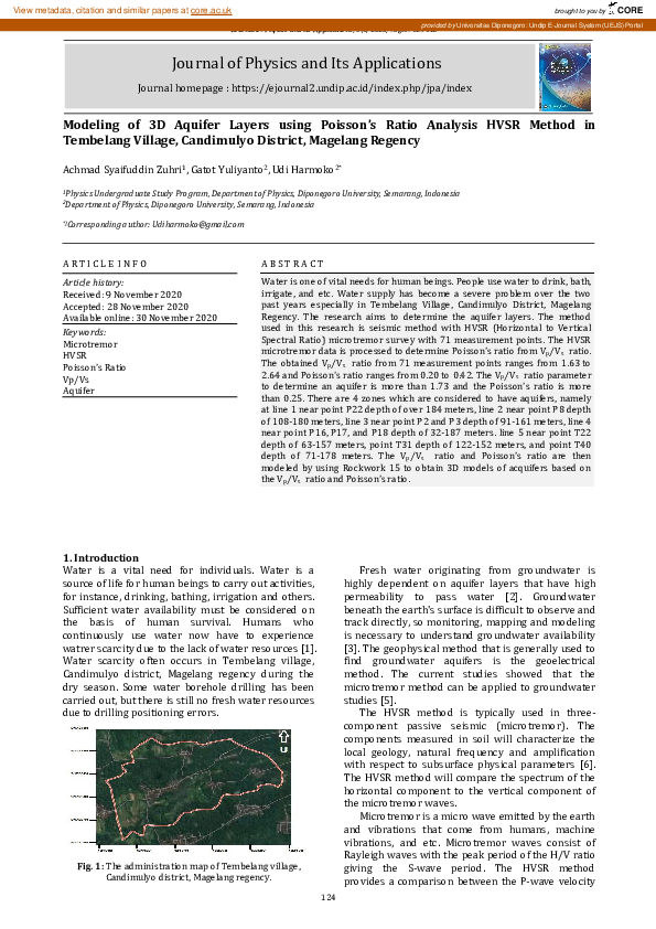 (PDF) Modeling of 3D Aquifer Layers using Poisson’s Ratio Analysis HVSR ...