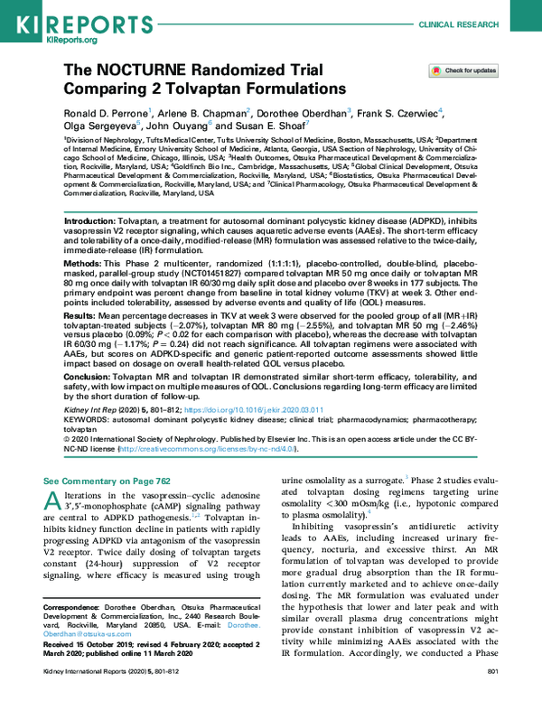 (PDF) The NOCTURNE Randomized Trial Comparing 2 Tolvaptan Formulations