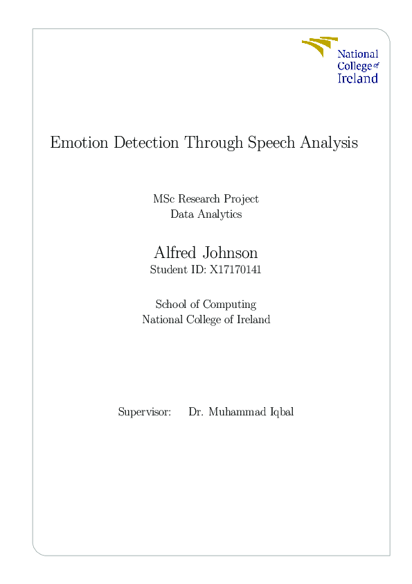 Pdf Emotion Detection Through Speech Analysis