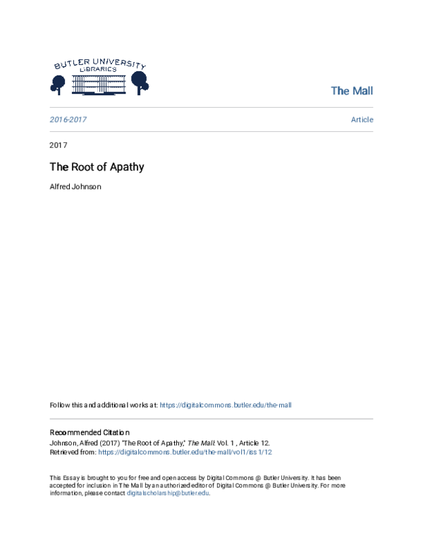 (PDF) The Root of Apathy | Alfred Johnson - Academia.edu