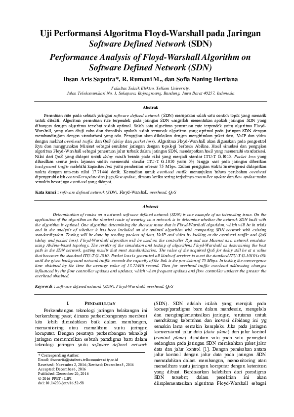 (PDF) Uji Performansi Algoritma Floyd-Warshall Pada Jaringan Software Defined Network (SDN)