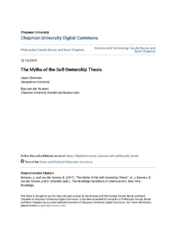 (PDF) The Myths of the Self-Ownership Thesis