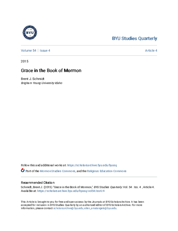 (PDF) Grace in the Book of Mormon