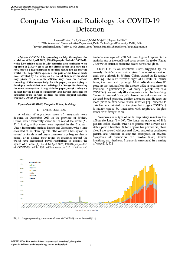 (PDF) Computer Vision and Radiology for COVID-19 Detection