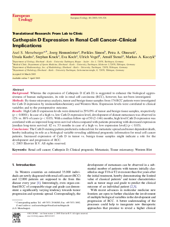 (PDF) Cathepsin D Expression in Renal Cell Cancer–Clinical Implications