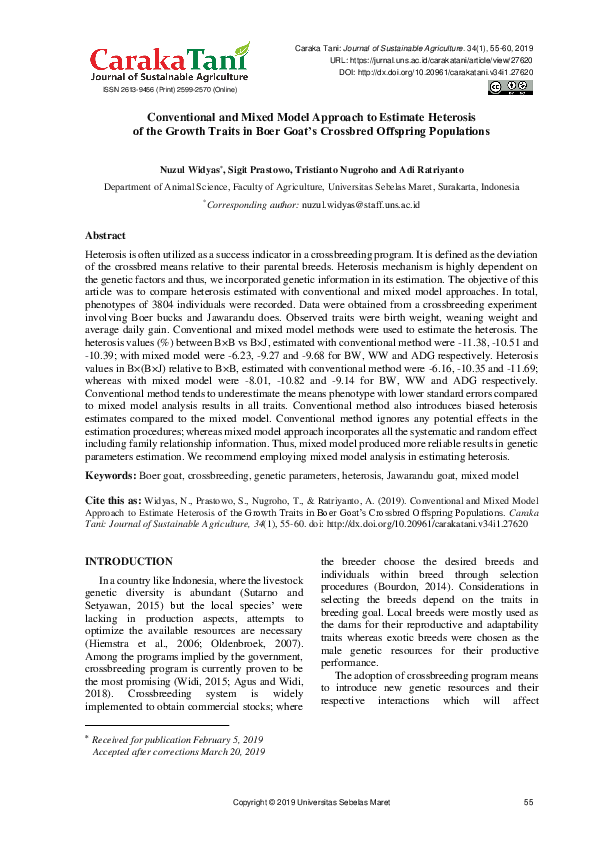 (PDF) Conventional and Mixed Model Approach to Estimate Heterosis of ...