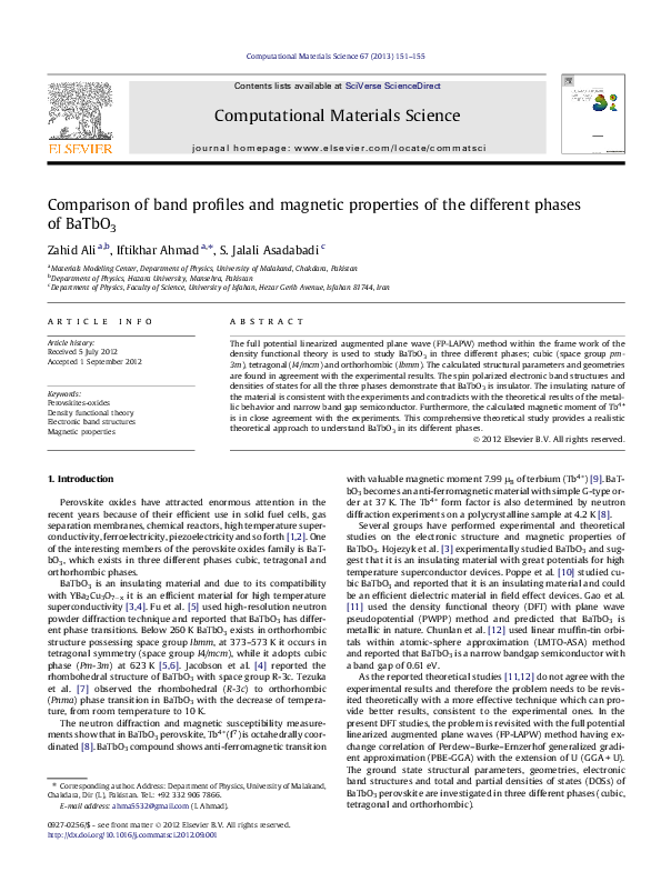 (PDF) Comparison of band profiles and magnetic properties of the ...
