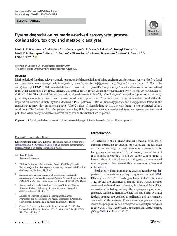 (PDF) Pyrene degradation by marine-derived ascomycete: process ...