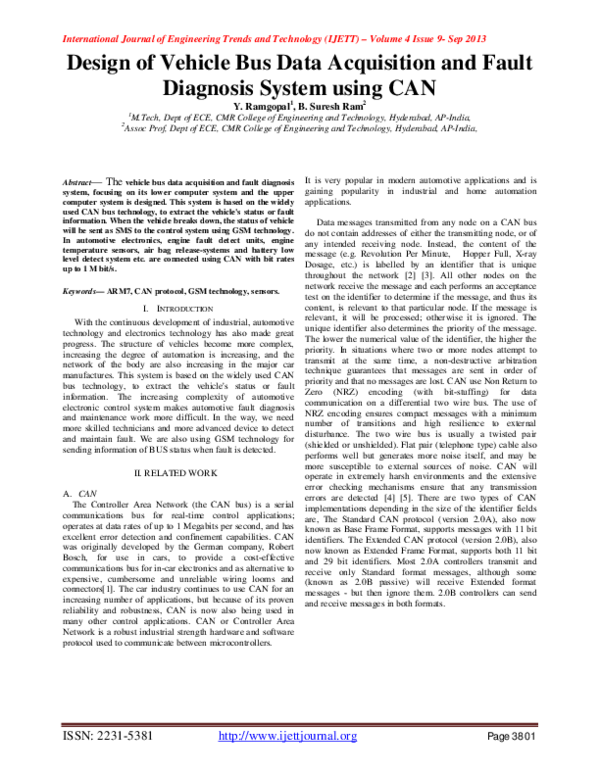 (PDF) Design of Vehicle Bus Data Acquisition and Fault Diagnosis System using CAN