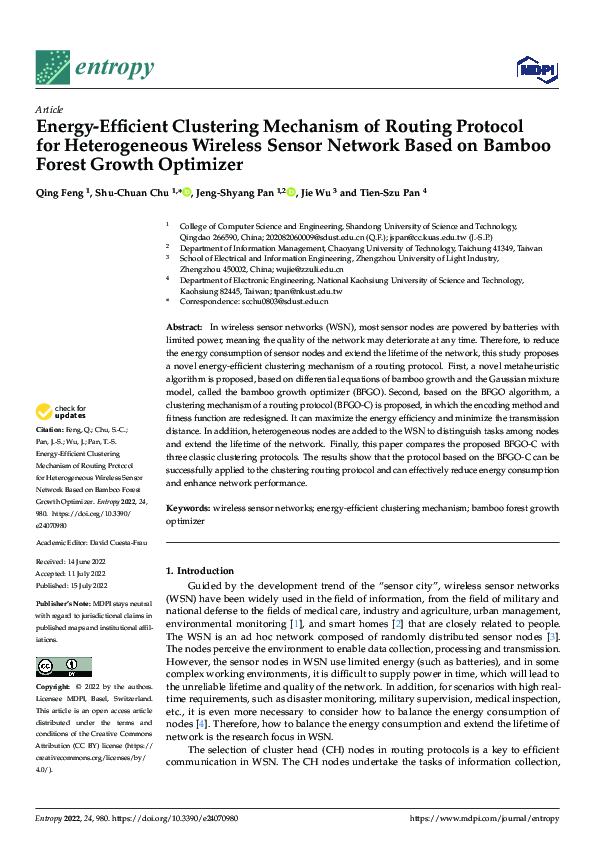(PDF) Energy-Efficient Clustering Mechanism of Routing Protocol for ...