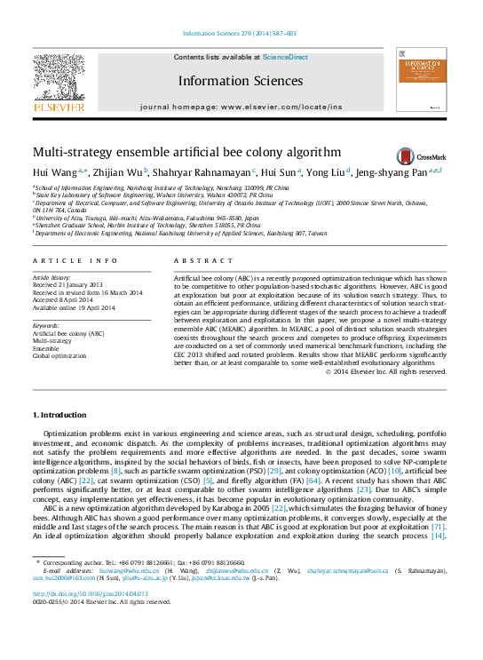 Pdf Multi Strategy Ensemble Artificial Bee Colony Algorithm Jeng Shyang Pan