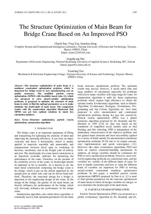 (PDF) The Structure Optimization of Main Beam for Bridge Crane Based on ...