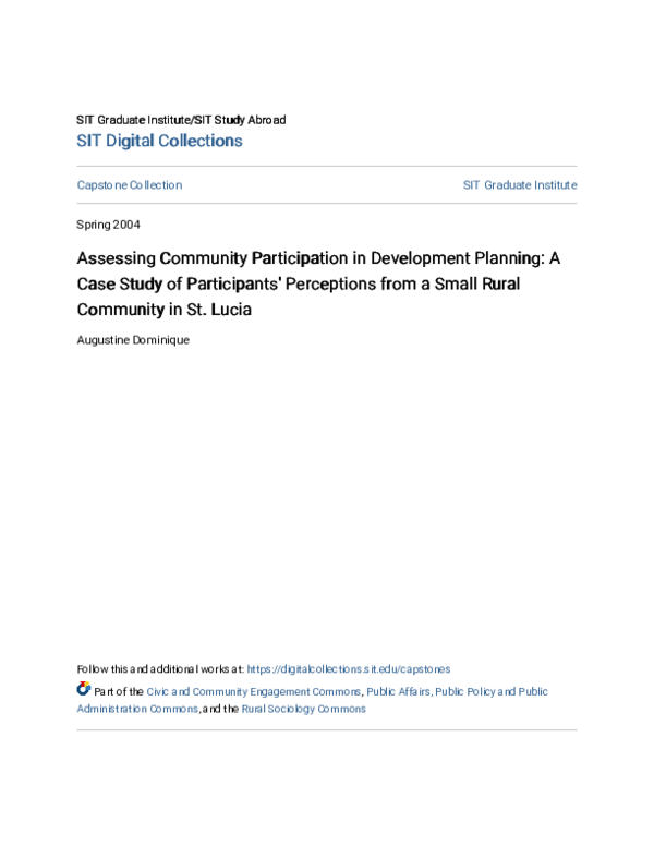(PDF) Assessing Community Participation in Development Planning: A Case ...