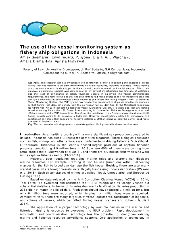(PDF) The use of the vessel monitoring system as fishery ship ...