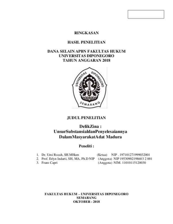 (PDF) Laporan Penelitian_Delik Zina : Unsur Substansial dan ...