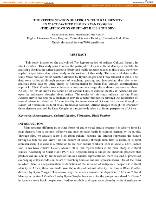 (PDF) The Representation of African Cultural Identity in Black Panther ...