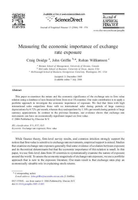 (PDF) Measuring the economic importance of exchange rate exposure