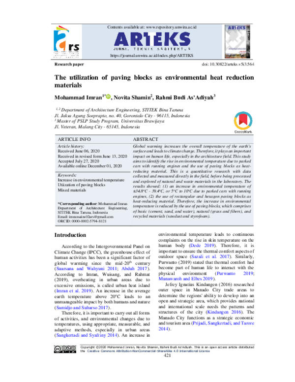 (PDF) The utilization of paving blocks as environmental heat reduction ...