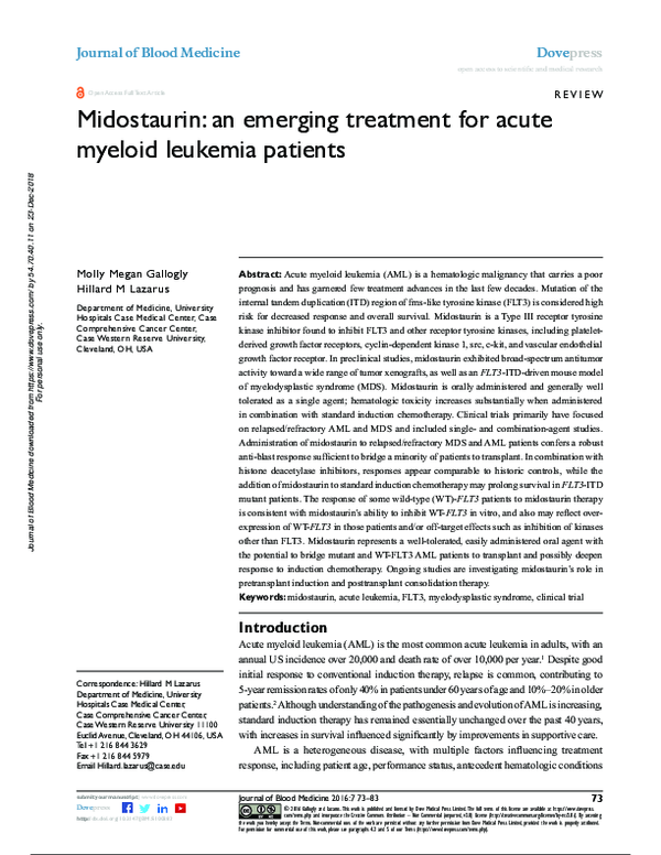 (PDF) Midostaurin: an emerging treatment for acute myeloid leukemia ...