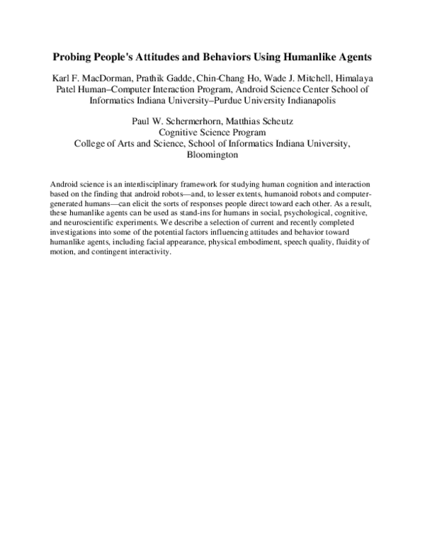 (PDF) Probing People's Attitudes and Behaviors Using Humanlike Agents