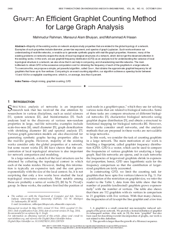 (PDF) Graft: An Efficient Graphlet Counting Method for Large Graph Analysis