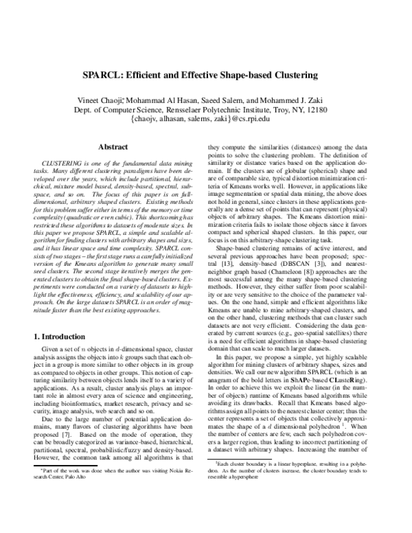 (PDF) SPARCL: Efficient and Effective Shape-Based Clustering