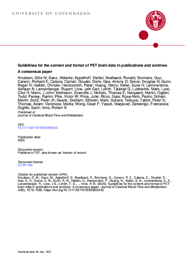 (PDF) Guidelines for the content and format of PET brain data in publications and archives: A ...