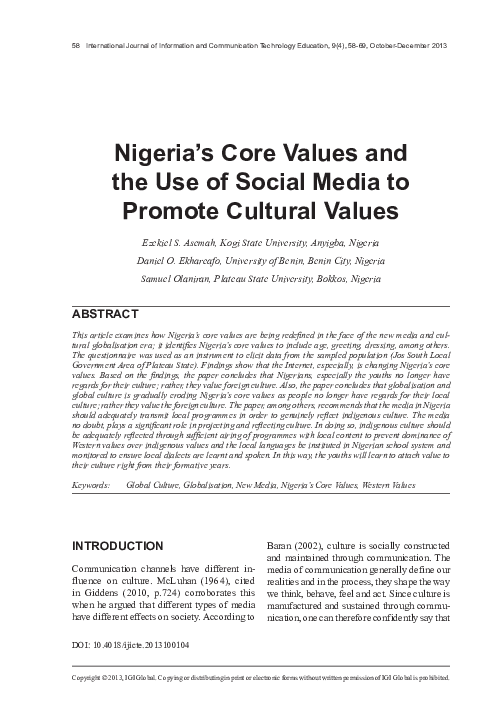 (PDF) Nigeria’s Core Values and the Use of Social Media to Promote ...