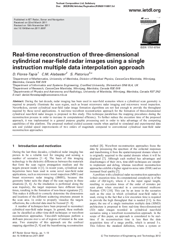 (PDF) Real-time reconstruction of three-dimensional cylindrical near-field radar images using a ...