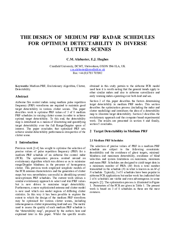 (PDF) The design of medium PRF radar schedules for optimum ...