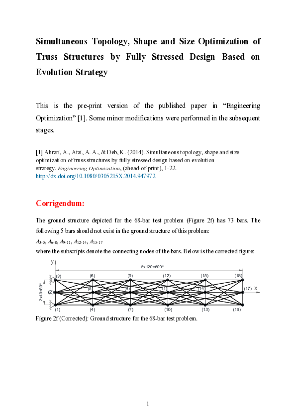 Pdf Simultaneous Topology Shape And Size Optimization Of Truss