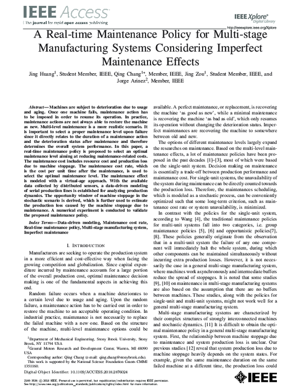 (PDF) Real-Time Maintenance Policy for Manufacturing