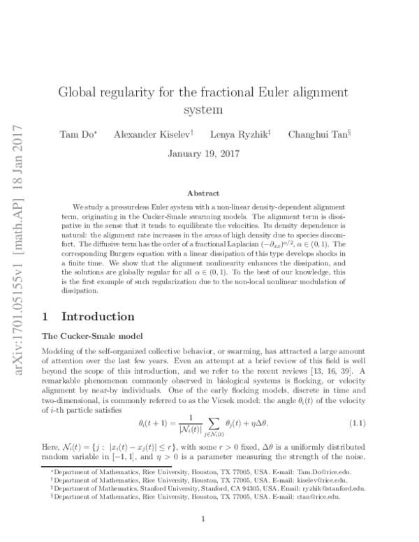 (PDF) Global Regularity for the Fractional Euler Alignment System