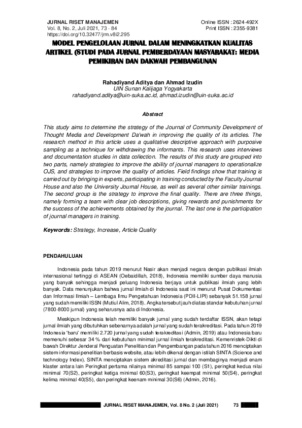 (PDF) Model Pengelolaan Jurnal Dalam Meningkatkan Kualitas Artikel