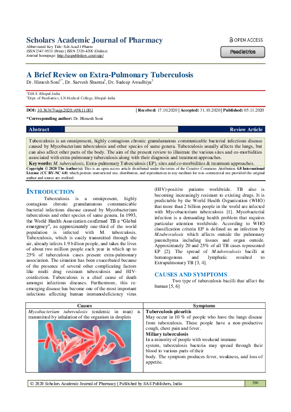 (PDF) A Brief Review on Extra-Pulmonary Tuberculosis
