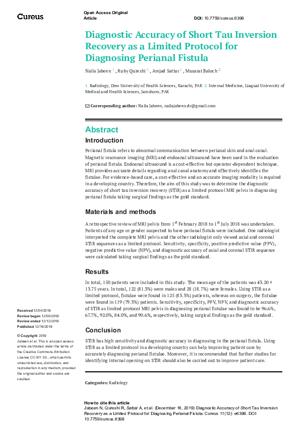 (PDF) Diagnostic Accuracy of Short Tau Inversion Recovery as a Limited ...