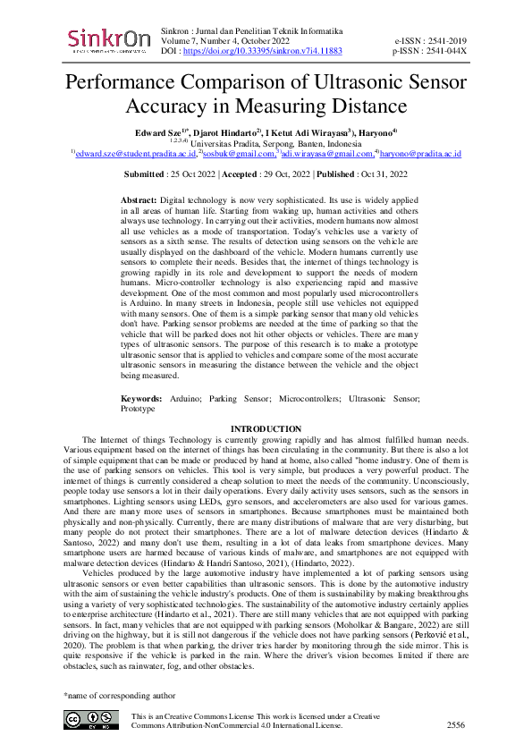 (PDF) Performance Comparison of Ultrasonic Sensor Accuracy in Measuring ...