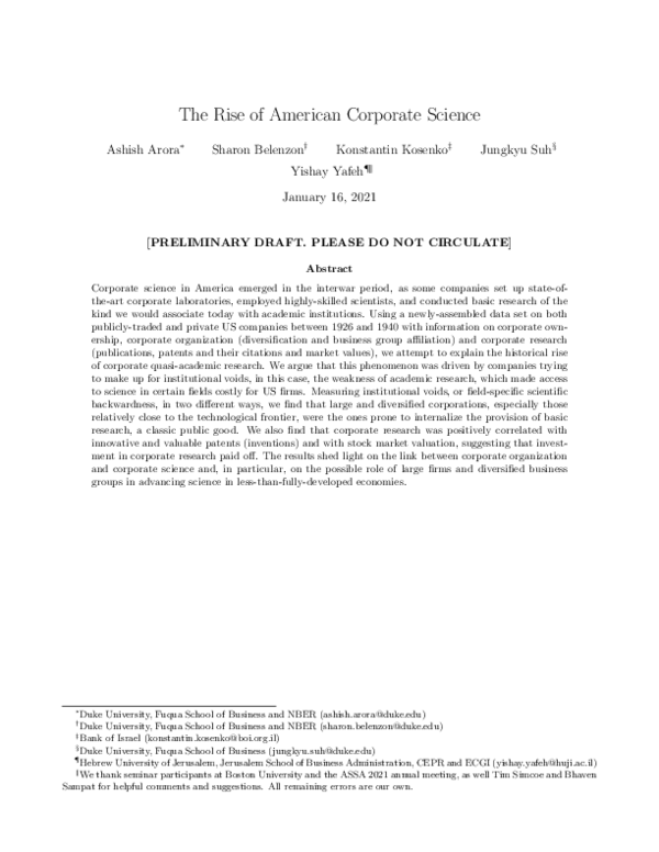 (PDF) The Rise of American Corporate Science