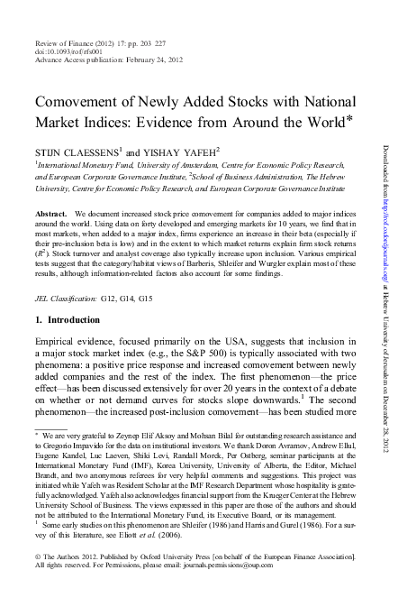 (PDF) Comovement of Newly Added Stocks with National Market Indices ...