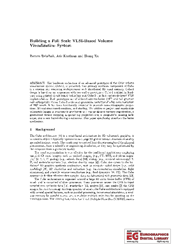(PDF) Building a Full Scale V LSI-Based Volume Visualization System