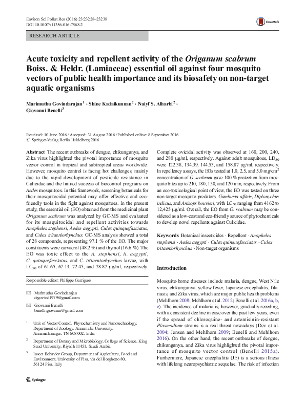 (PDF) Acute toxicity and repellent activity of the Origanum scabrum ...