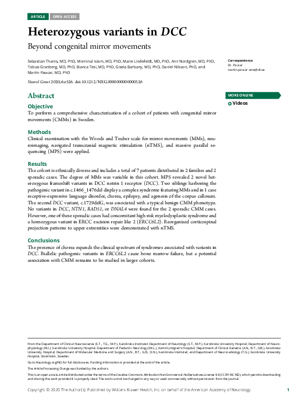 (PDF) Heterozygous variants in DCC