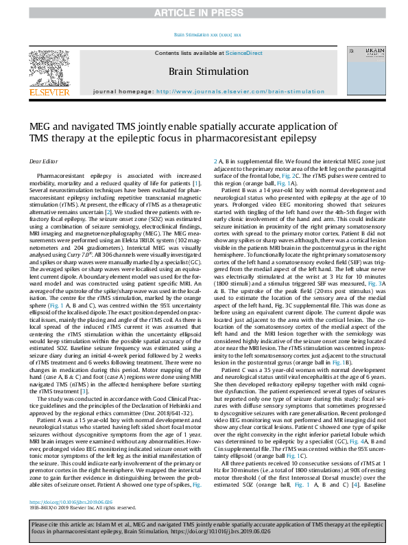 (PDF) MEG and navigated TMS jointly enable spatially accurate ...
