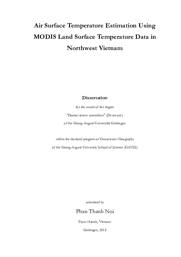 Pdf Air Surface Temperature Estimation Using Modis Land Surface