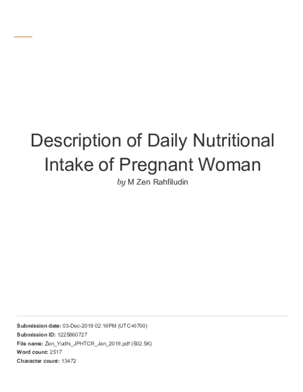 (PDF) Description of Daily Nutritional Intake of Pregnant Woman