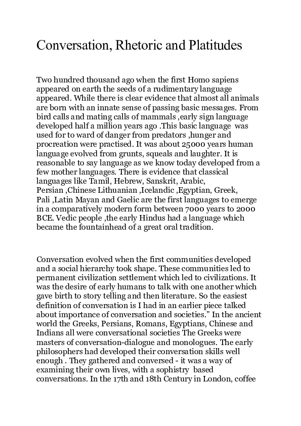 (DOC) Conversation, Rhetoric and Platitudes