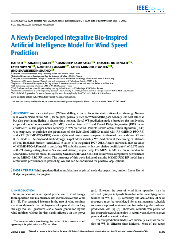 (PDF) A Newly Developed Integrative Bio-Inspired Artificial Intelligence Model for Wind Speed ...